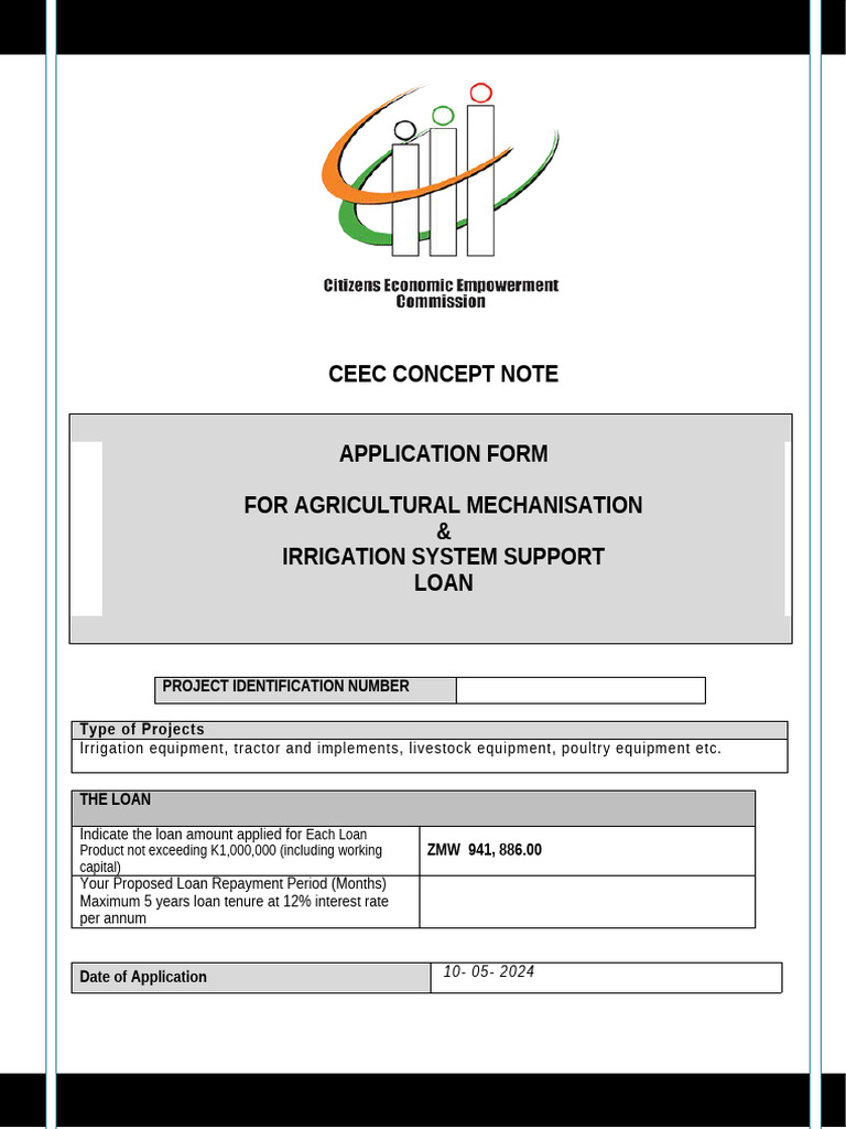 CEEC Loan Application for Agricultural Support | PDF | Agriculture ...