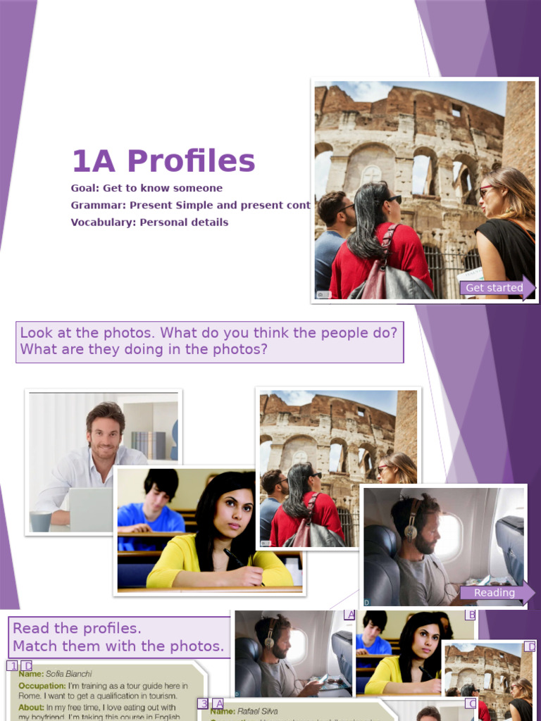 Personal Profiles & Grammar Practice | PDF | Verb | Linguistic Morphology