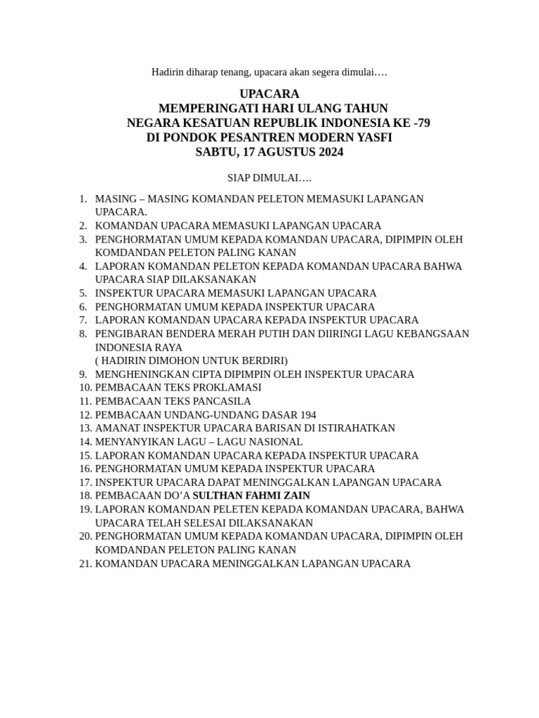 MC Upacara 17 Agustus | PDF