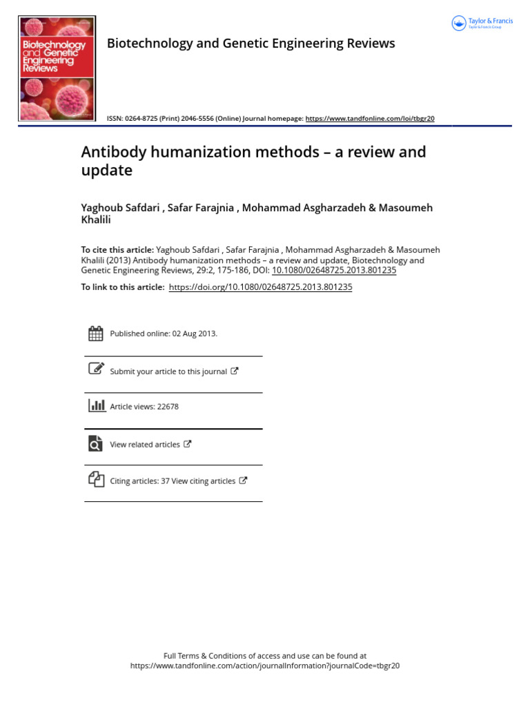 Antibody Humanization Methods A Review and Update | PDF