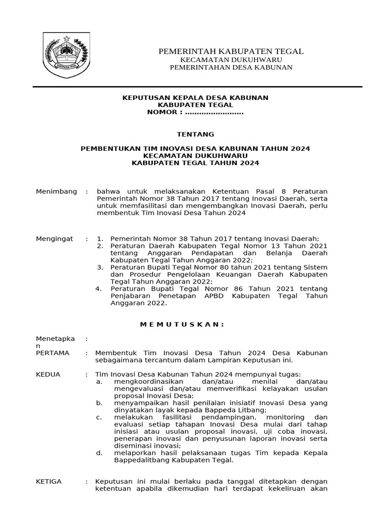 SK Tim Inovasi Desa 2 | PDF