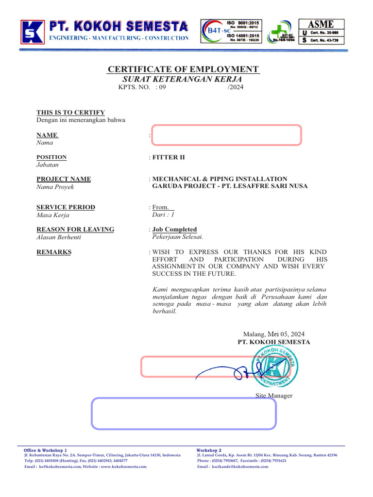 PT Kokoh Semesta - CONTOH PAKLARING | PDF