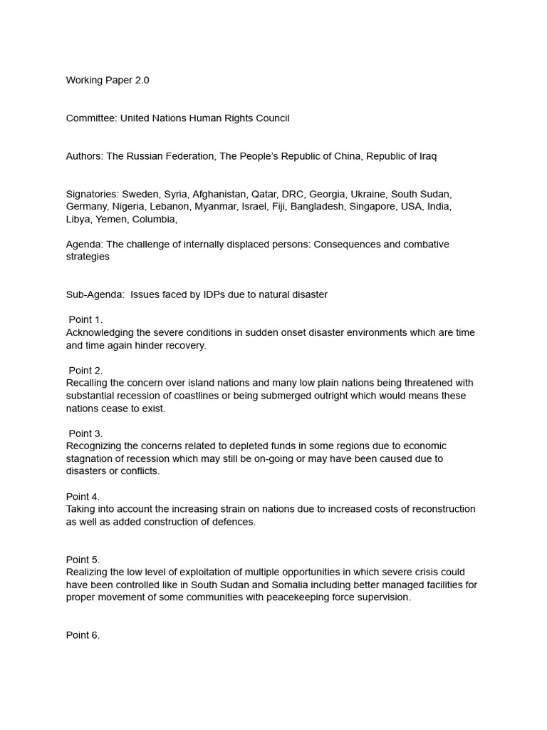 Working Paper For Mun (Example) | PDF