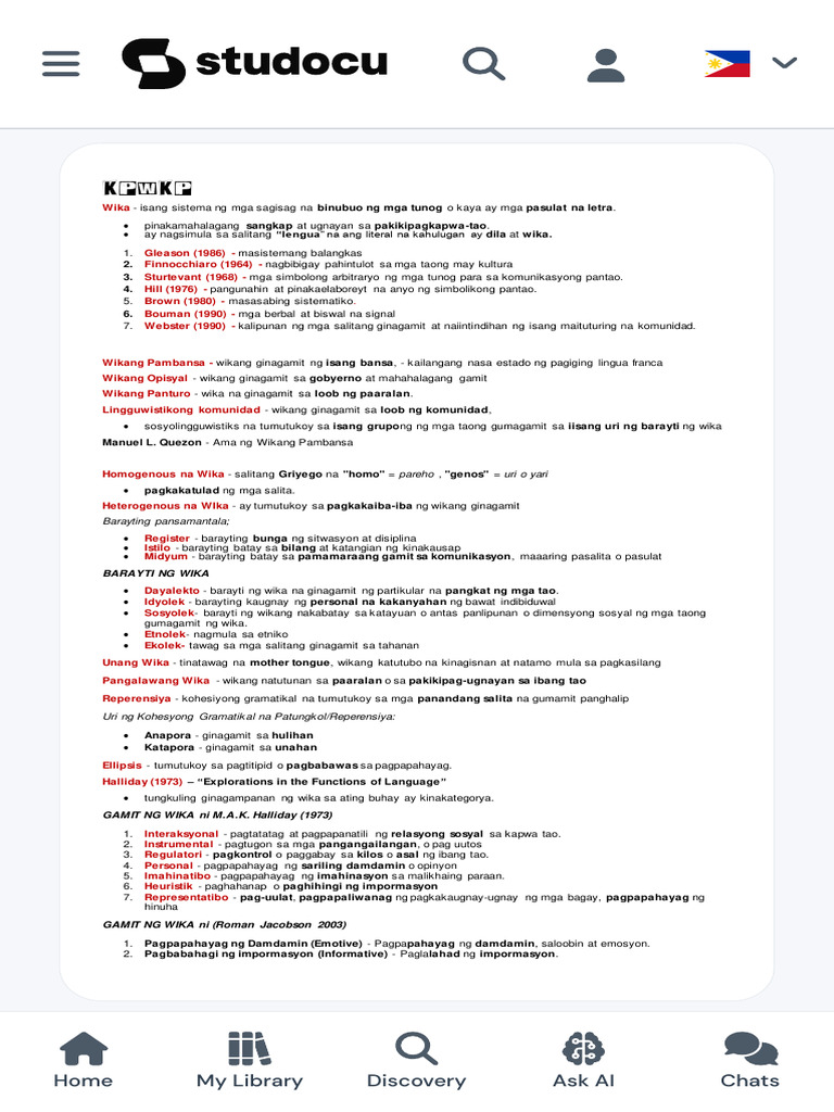 Reviewer - KPWKP - Summary of The Topics in 1st Quarter at 11th Year in Komunikasyon at ...