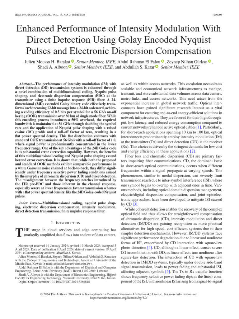 Enhanced Performance Of Intensity Modulation With Direct Detection