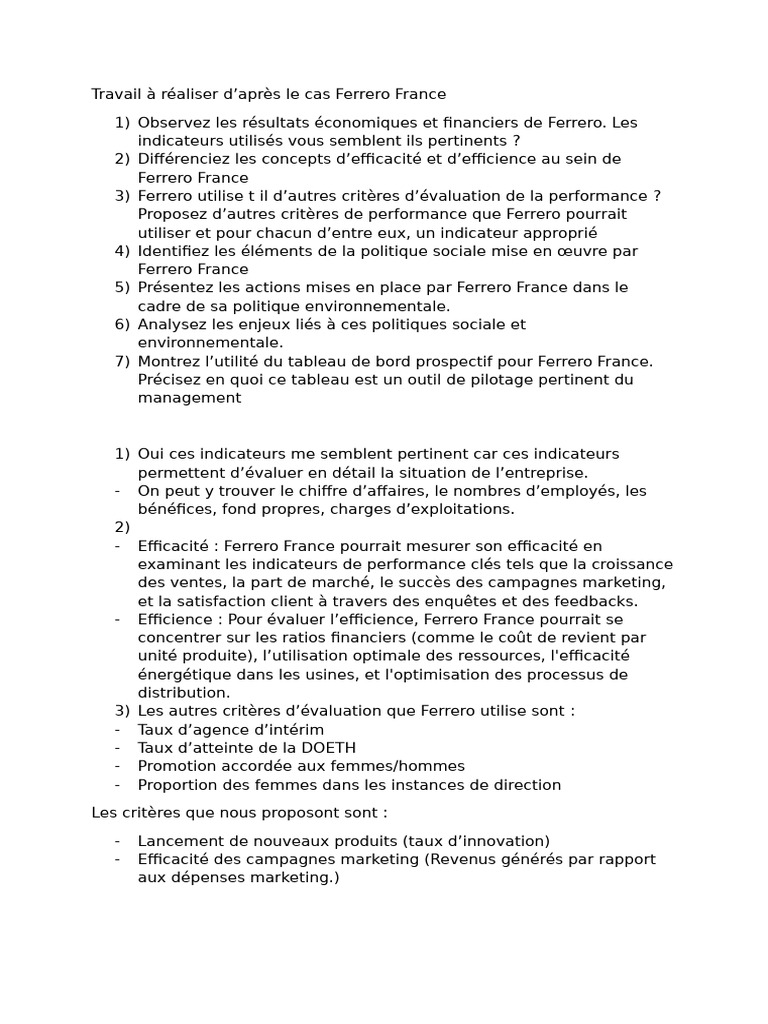 Travail Management Ferrero Anthony:Vincent | PDF