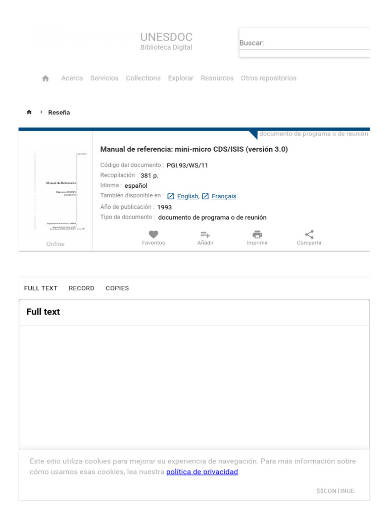 Manual de Referencia - Mini-Micro CDS - ISIS (Versión 3.0) - UNESCO Biblioteca Digital | PDF