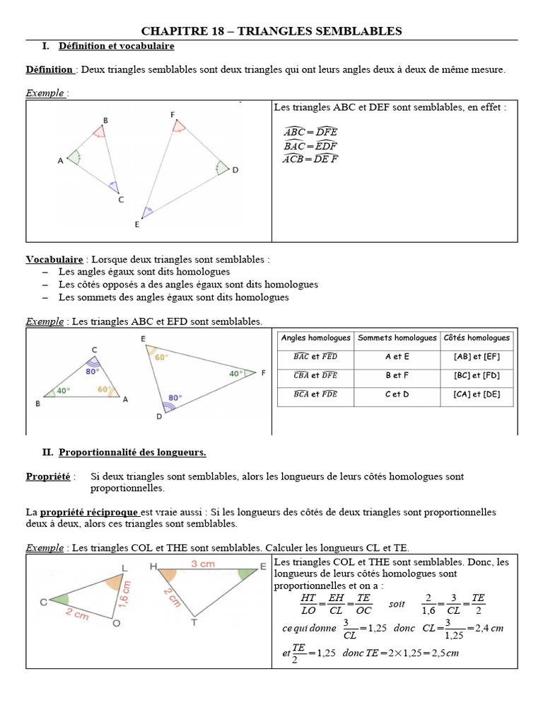 Cours Triangles Semblables | PDF