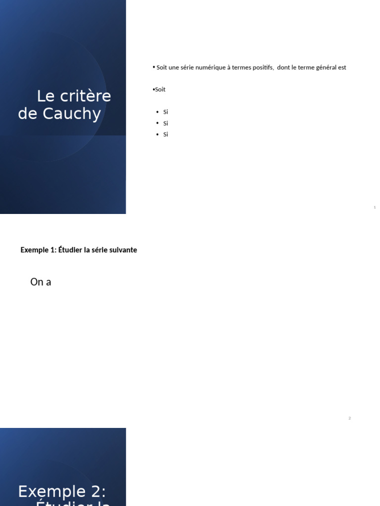 Lecture 11 (Les Critères Des Séries Numériques) Seconde Partie | PDF