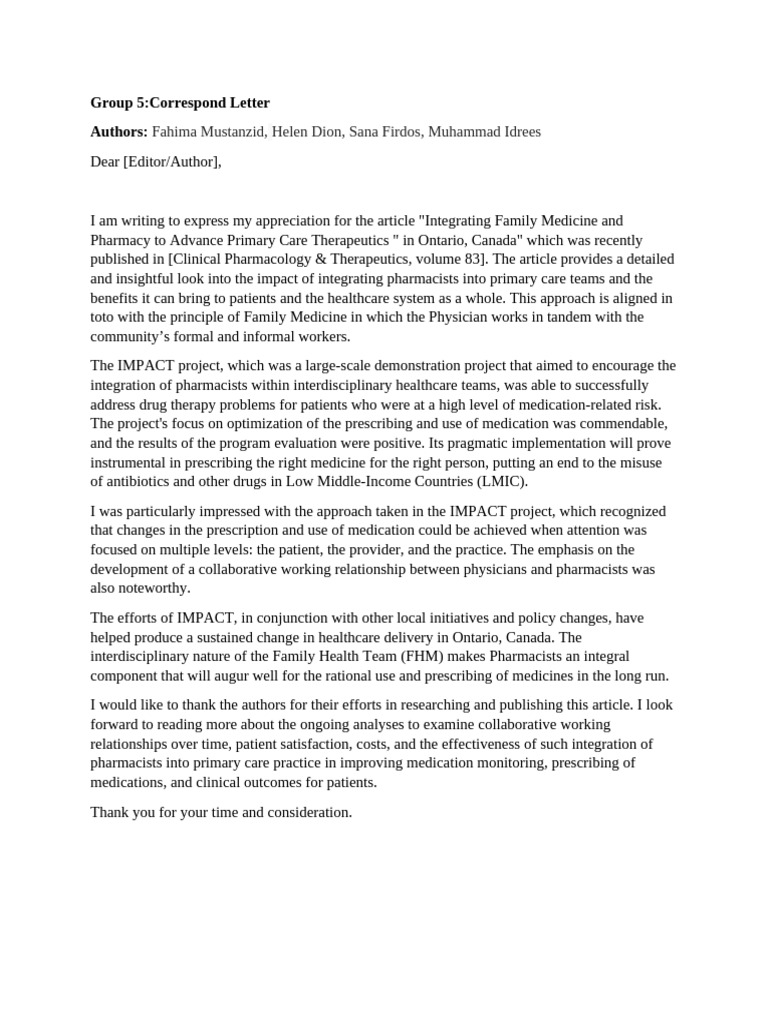 Correspond Letter | PDF