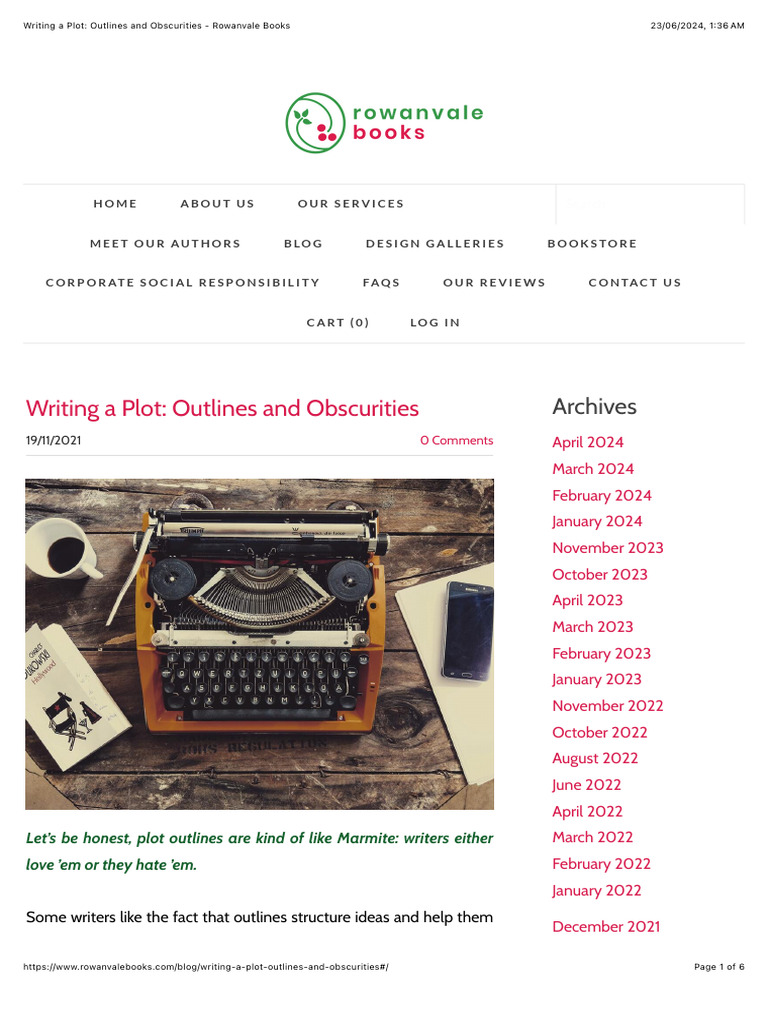 Writing A Plot: Outlines and Obscurities - Rowanvale Books | PDF
