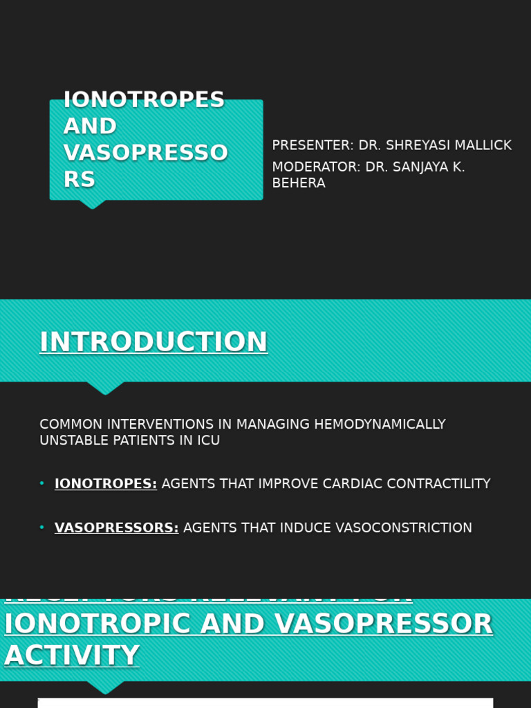 Ionotropes and Vasopressors | PDF