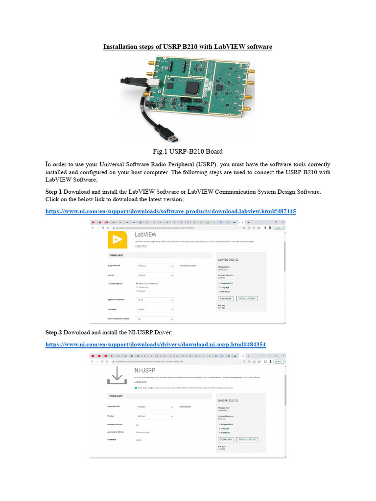 Installation of USRP B210 With LabVIEW Software | PDF