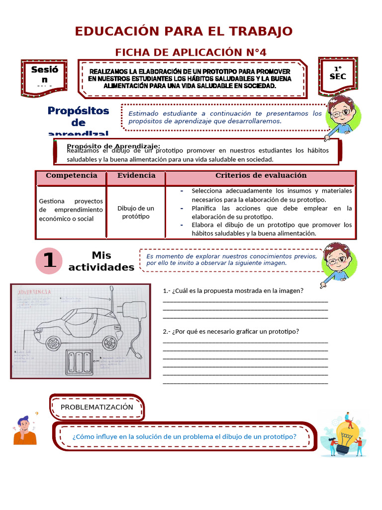 1°-2° Ficha de Aplicación-Sesión4-Sem.4-Exp.3-Educacion para El Trabajo | PDF