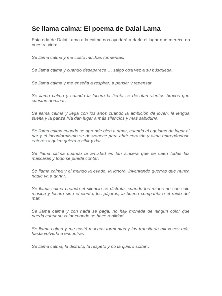 Se llama calma | PDF