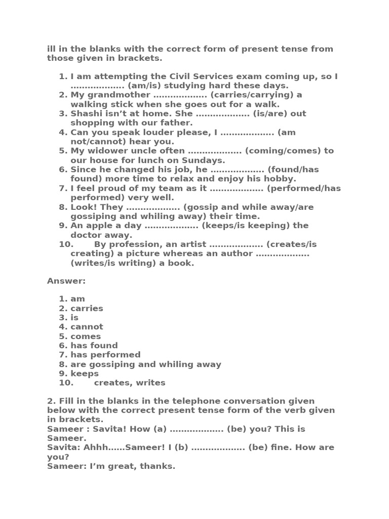 Tenses Class XI | PDF