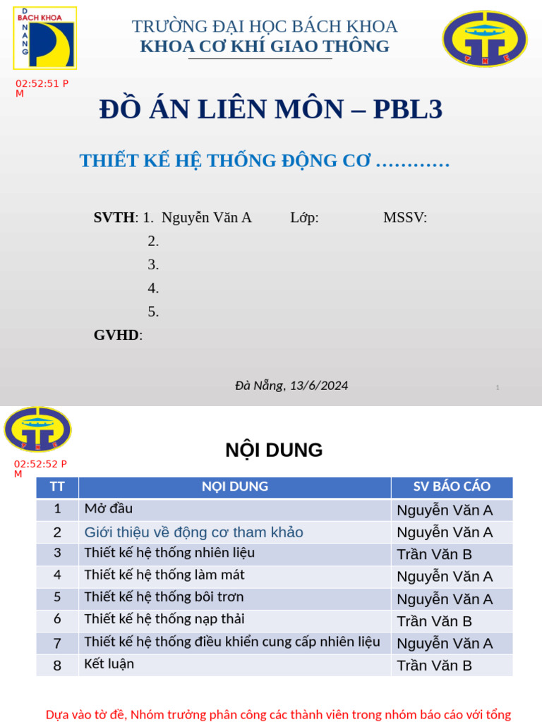 Yeu Cau Noi Dung Trinh Bay PBL3 | PDF