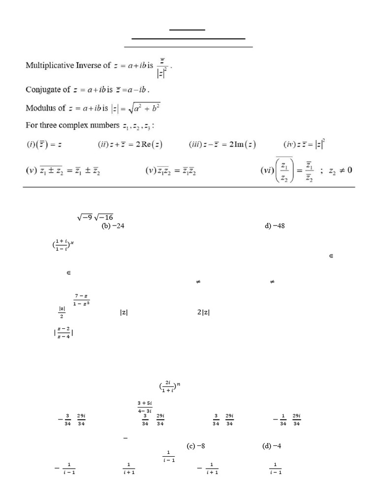 CH 4 Complex Numbers | PDF