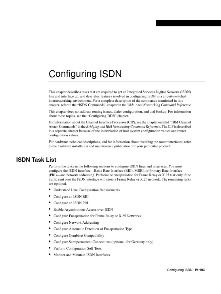 Configuring ISDN: Final Draft Cisco Confidential | PDF | Router (Computing) | Communications ...
