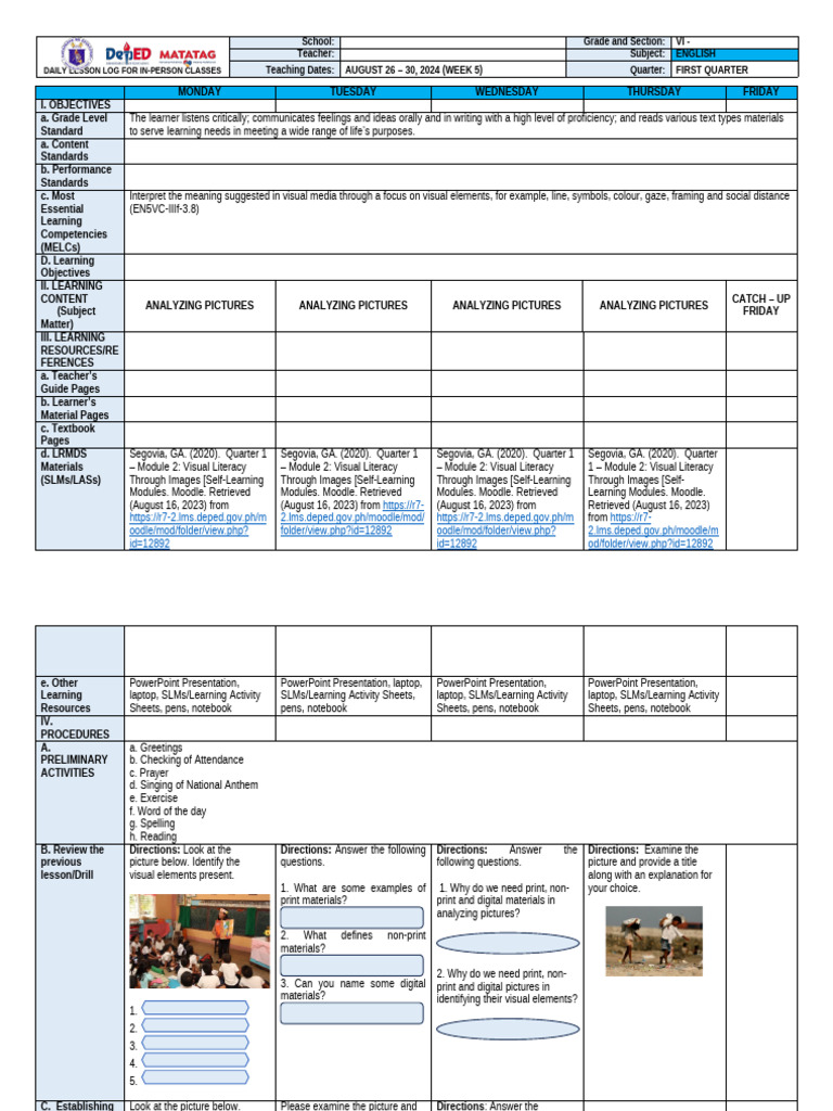 G6 Q1W5 DLL ENGLISH (MELCs) | PDF | Computer File | Video