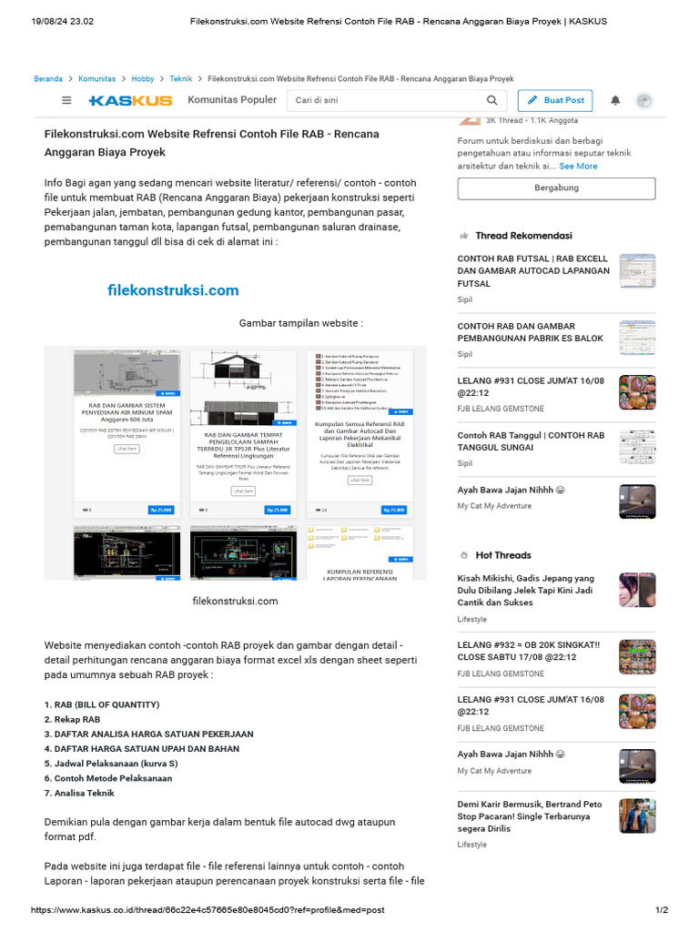 Website Refrensi Contoh File RAB - Rencana Anggaran Biaya Proyek | PDF