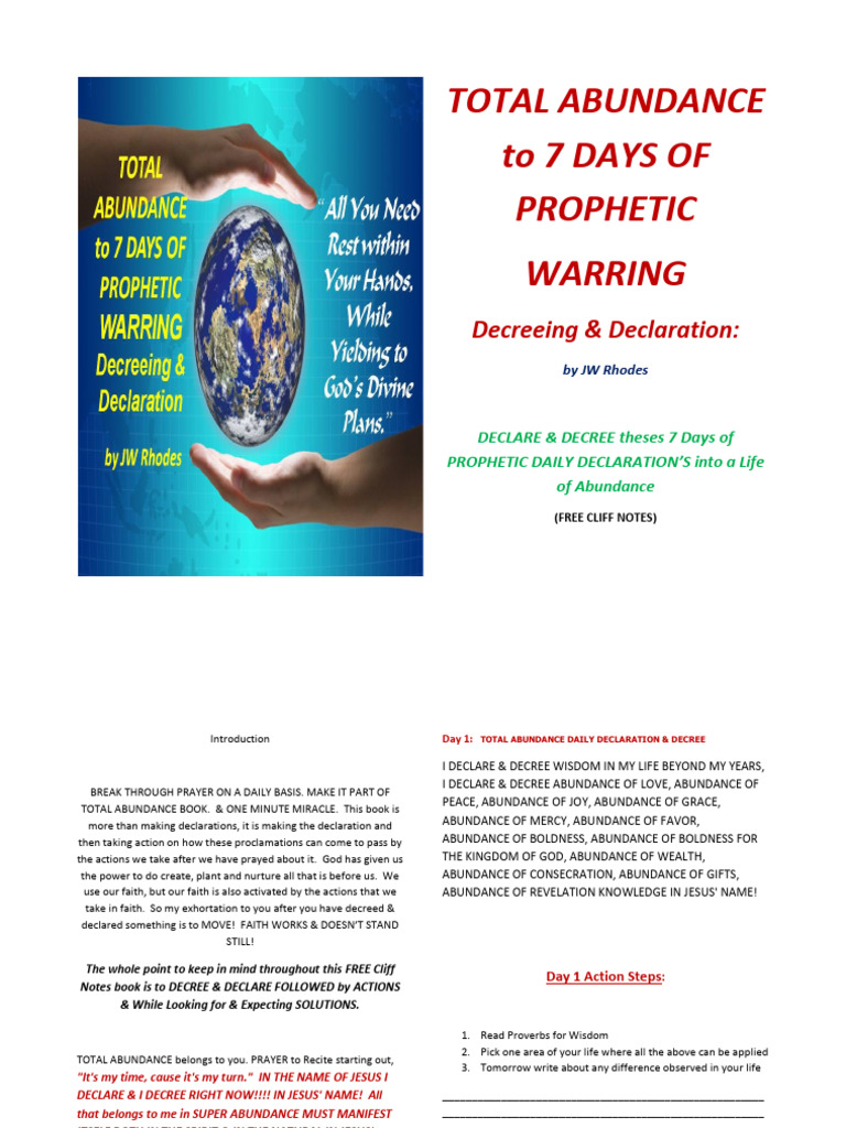 Total Abundance To 7 Days of Prophetic Warring Decrees Declarations by ...