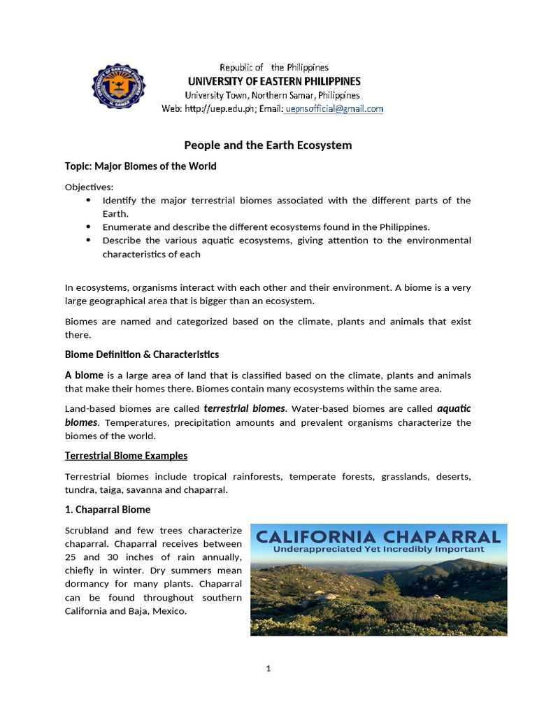 Major Biomes and Ecosystems Overview | PDF | Forests | Desert
