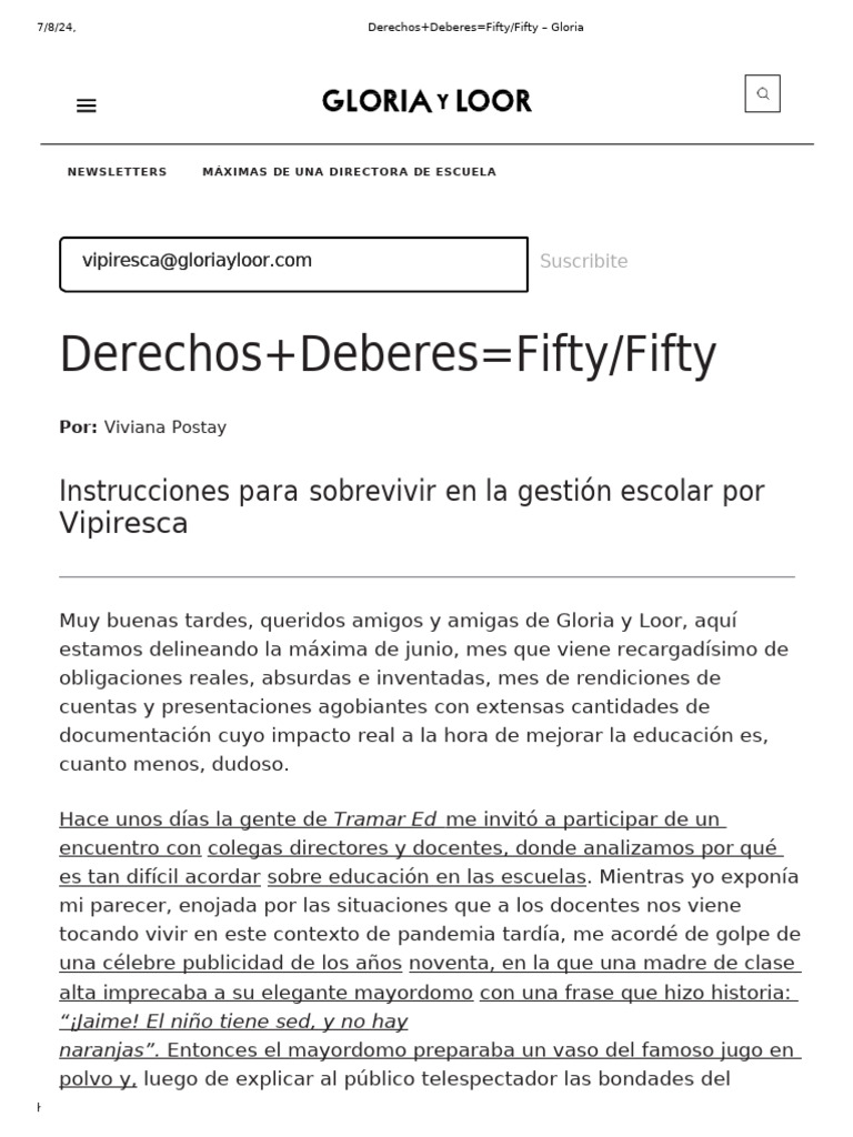 Derechos+Deberes Fifty - Fifty - Gloria y Loor | PDF