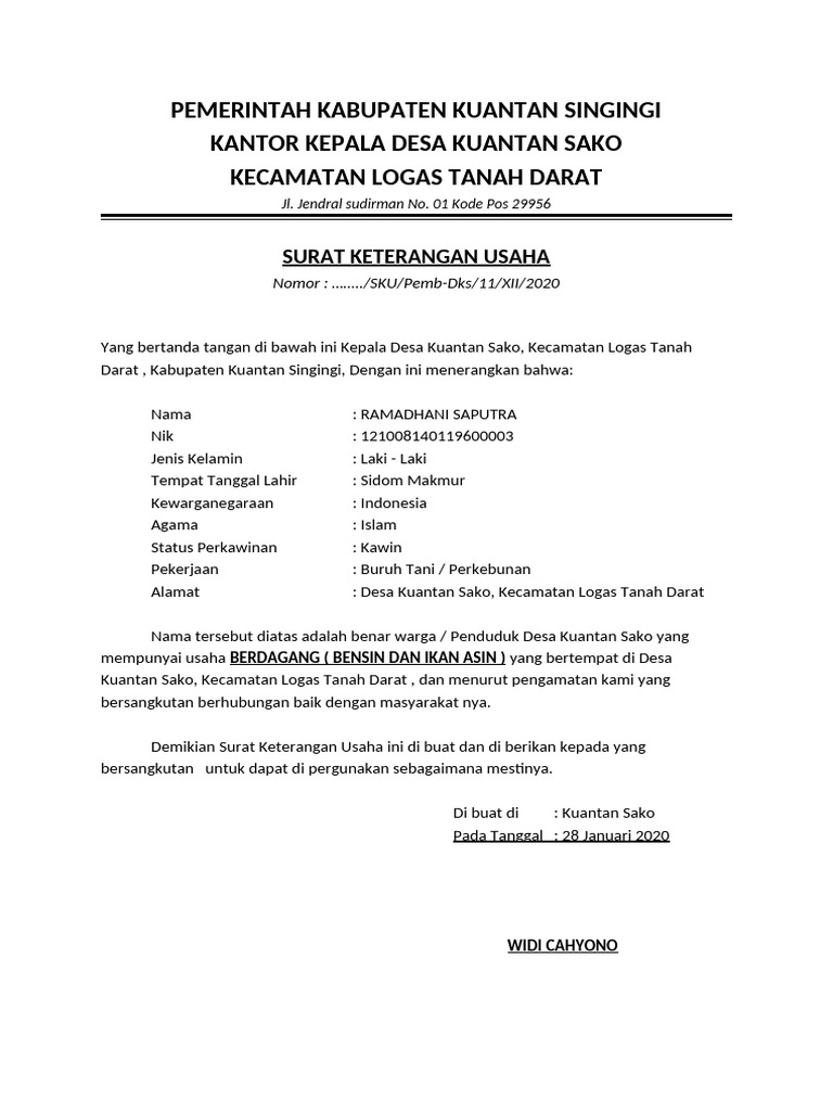 Surat Ijin Usaha | PDF