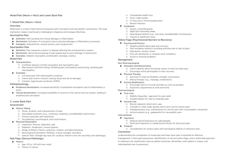 Mixed Pain (Neuro + Noci) and Lower Back Pain | PDF | Pain | Peripheral ...