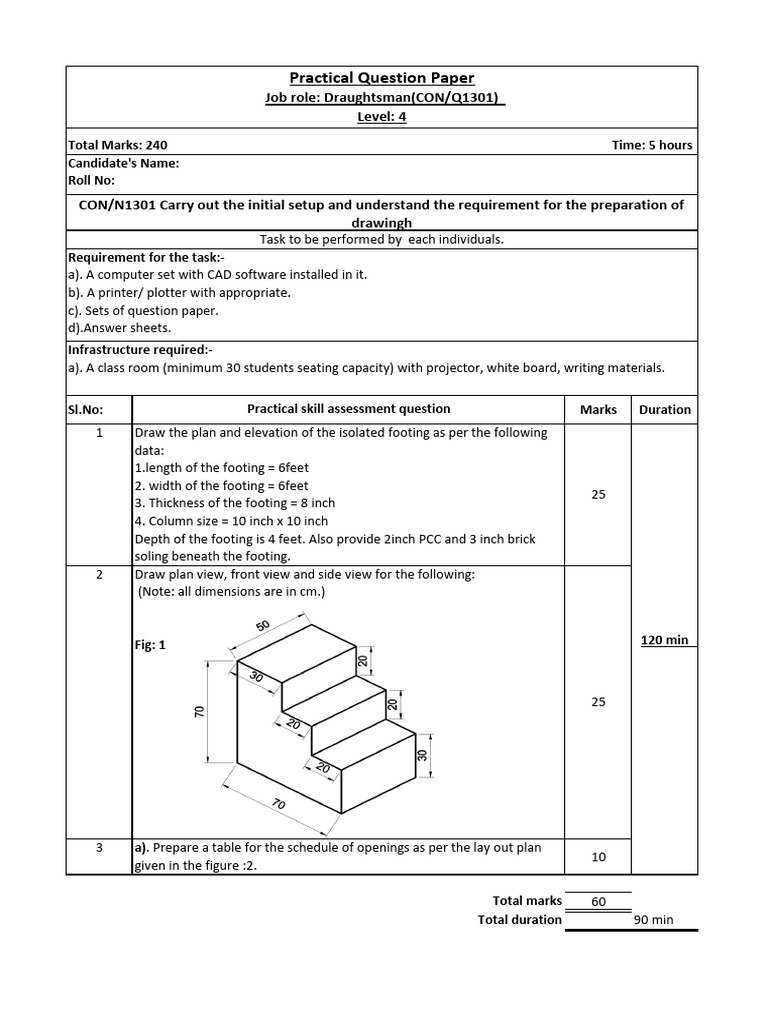 Draftsman Practical Set 1 | PDF
