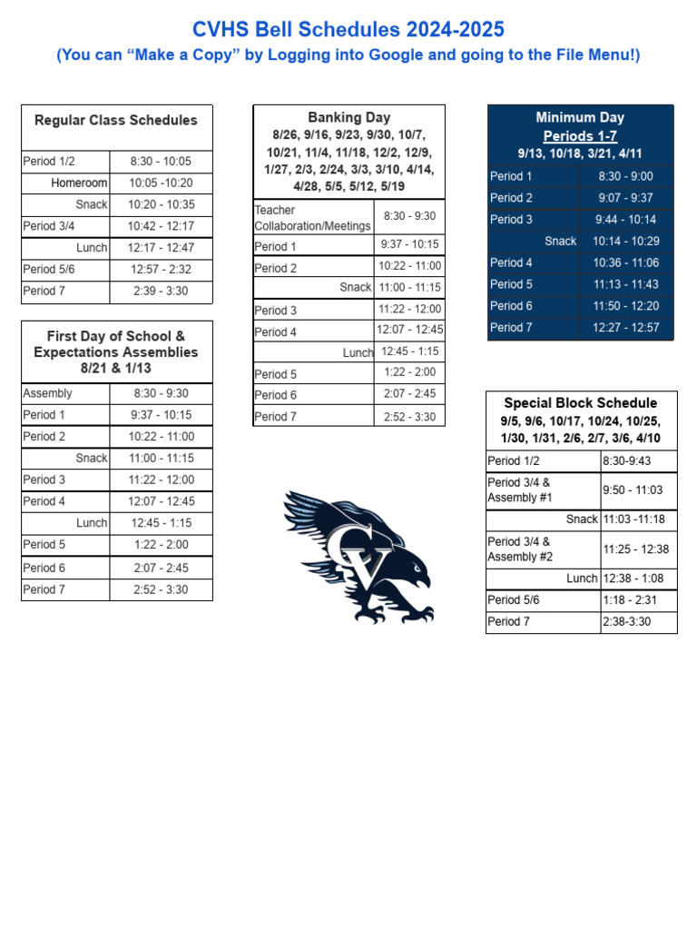 2024-25 Bell Schedule and Semester Schedules For Students - Parents | PDF