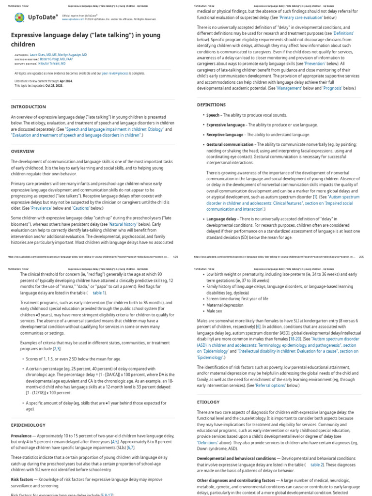 Expressive Language Delay ( - Late Talking - ) in Young Children ...