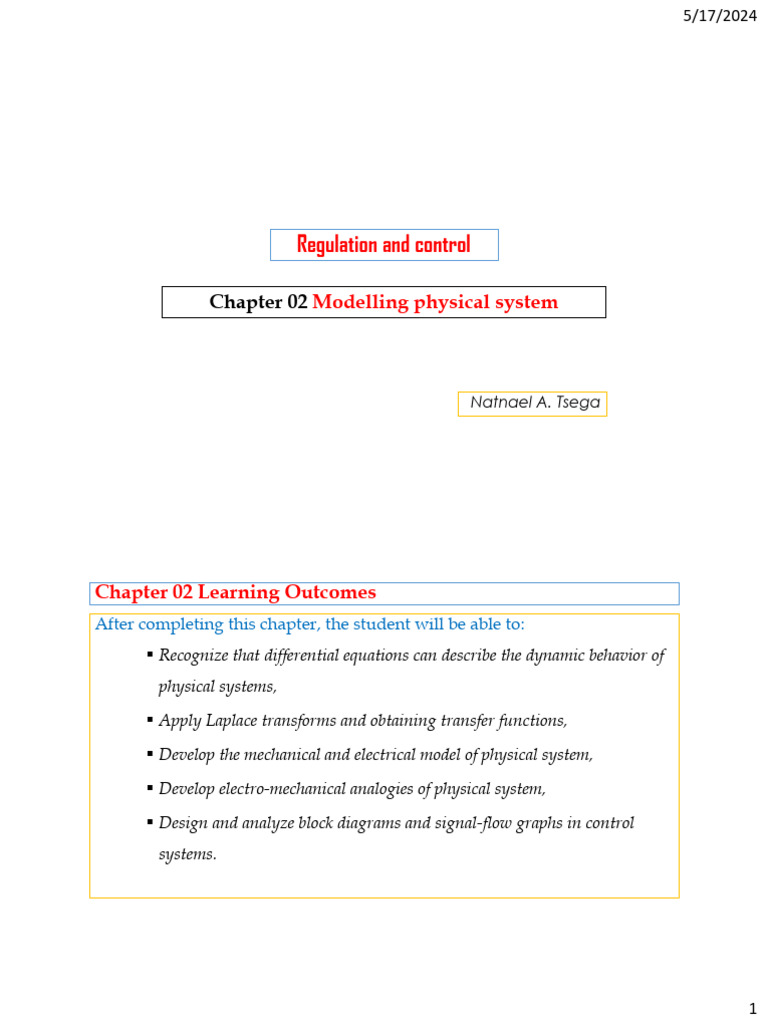 [Stu-Ch 2] Mathematical modeling of systems | PDF