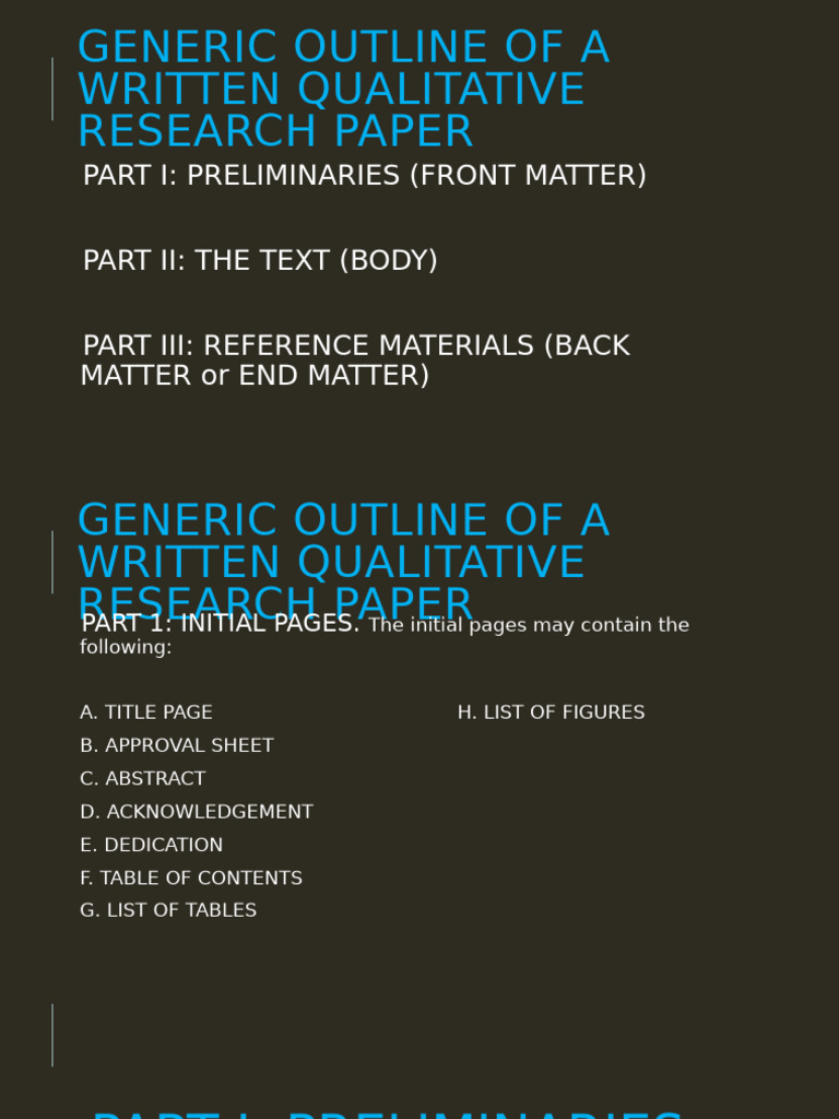 Generic Outline of A Written Qualitative Research Paper | PDF