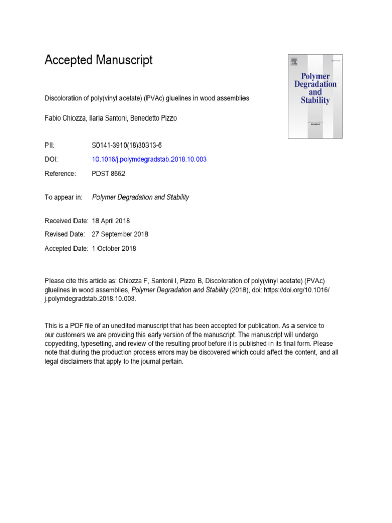 Discoloration of Poly Vinyl Acetate PVAc | PDF