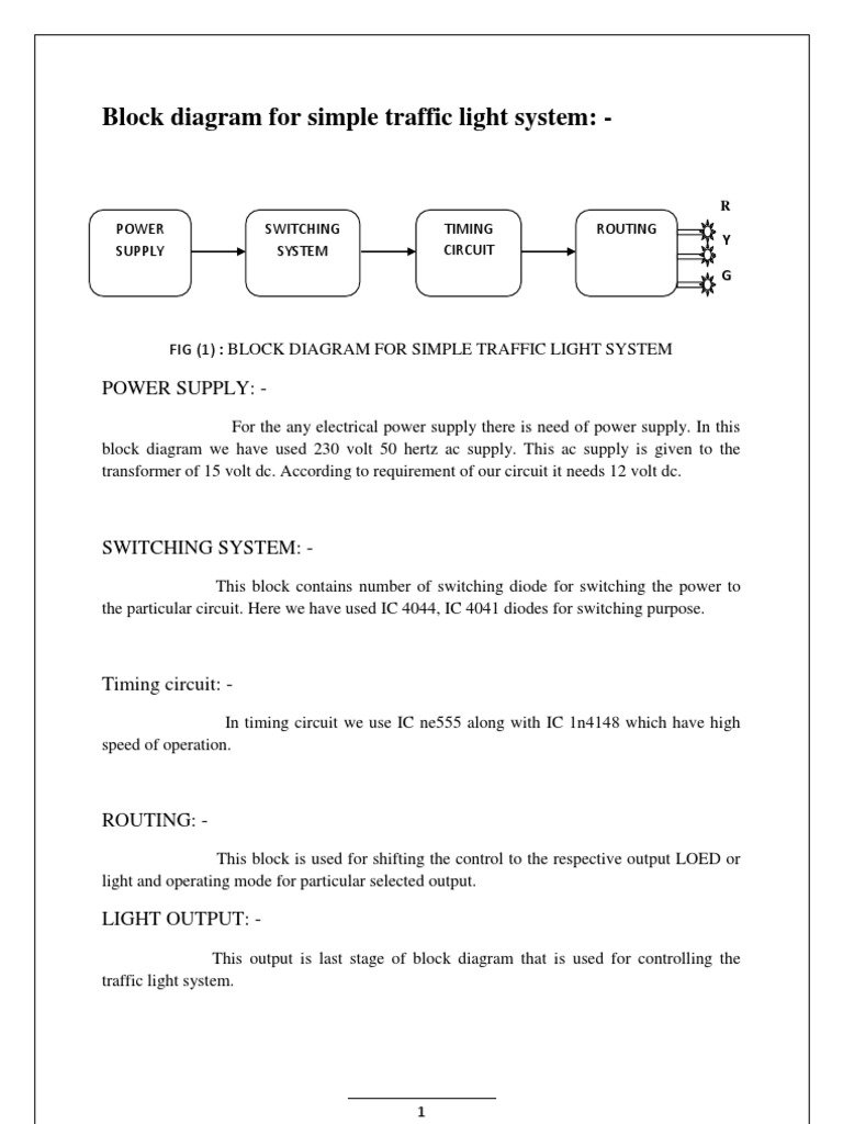 Block Diagram For Simple Traffic Light System | PDF | Electrical ...
