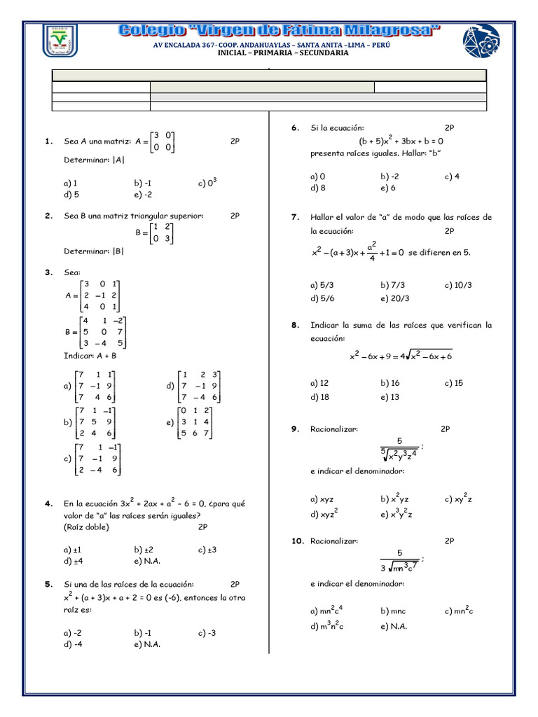 4to Alg Eb 2B | PDF