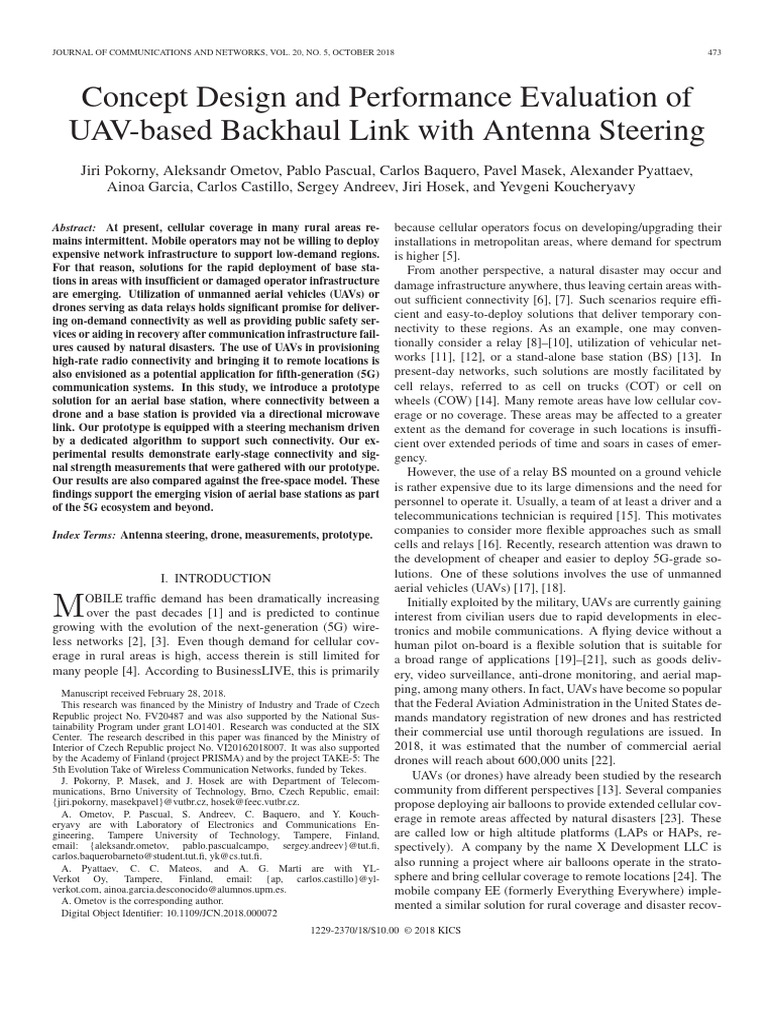 Concept Design and Performance Evaluation of UAV-based Backhaul Link ... Concept Design and Performance Evaluation of UAV-based Backhaul Link ...