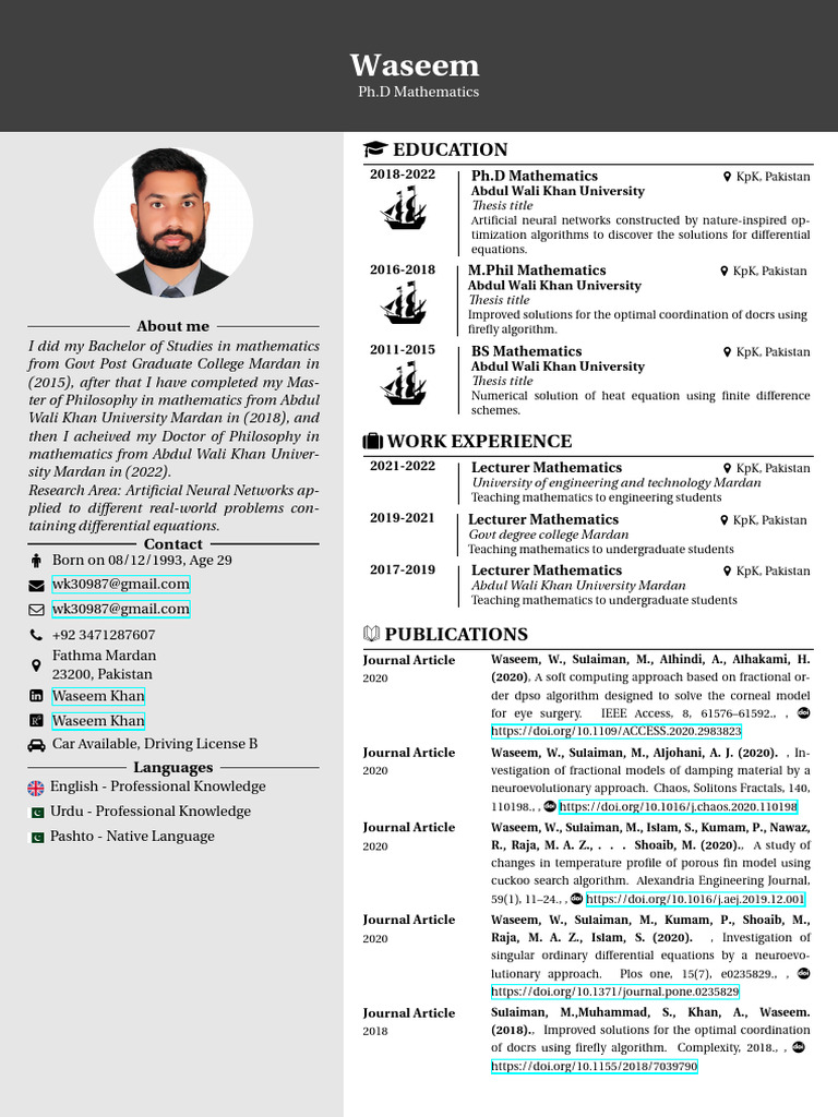 1677736812waseem Resume | PDF | Matlab | Mathematics