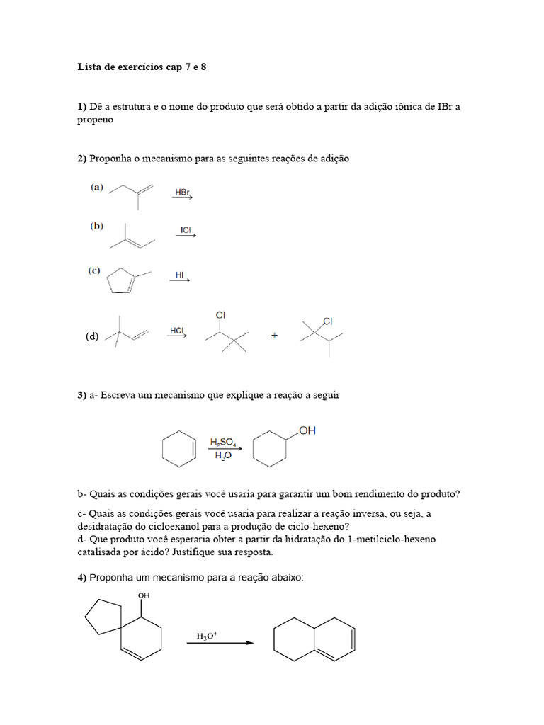 Lista de Exercícios Cap 7 e 8 Atualizada | PDF