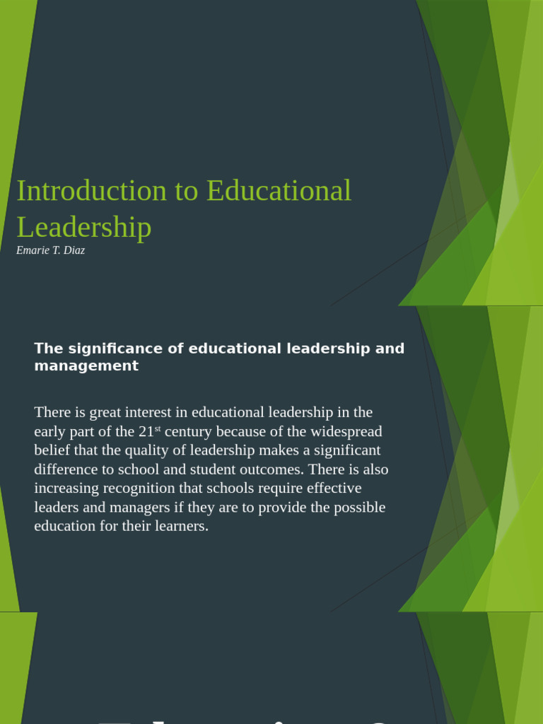 1 - Intro To Educational Leadership & Management - Emarie Diaz | PDF