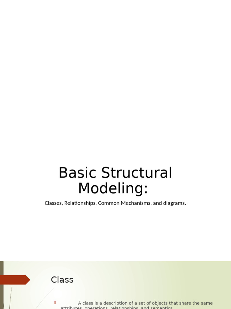 Basic Structural Modeling - Classes, Relationships, Common Mechanisms, and Diagrams. | PDF