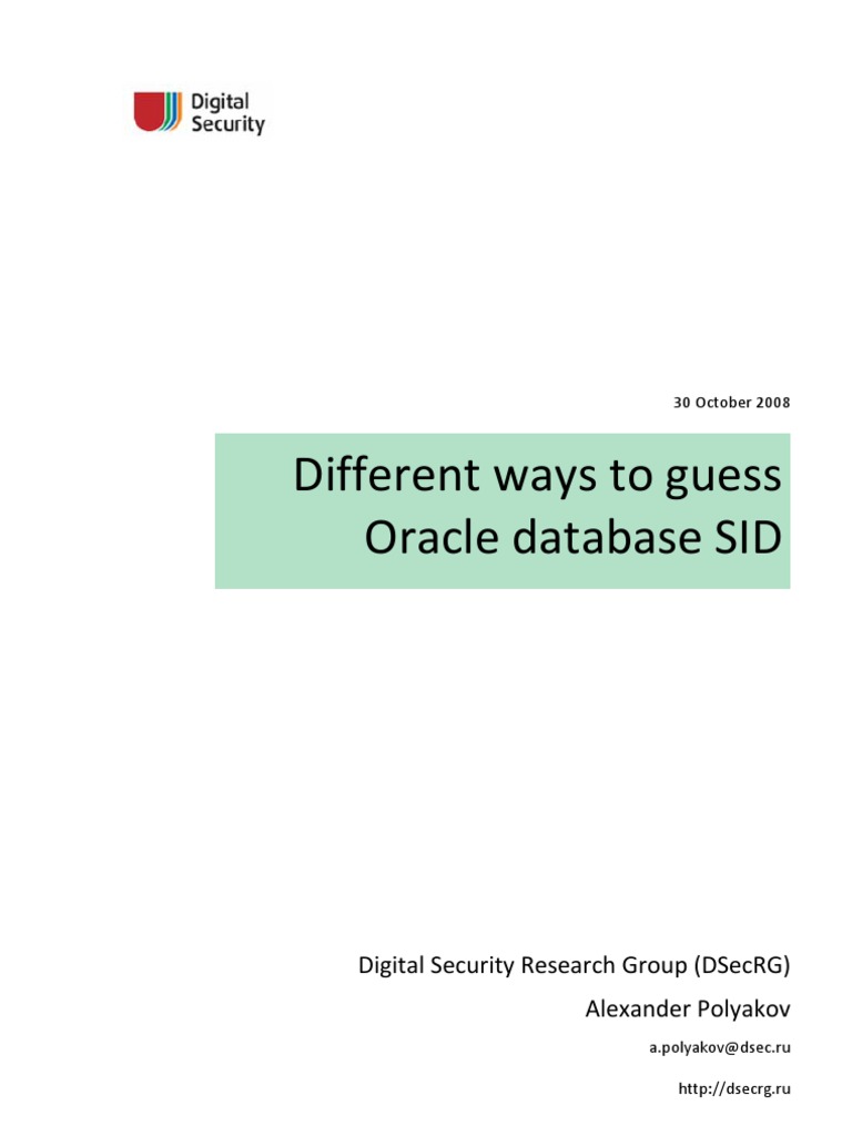 Different Ways To Guess Oracle Database SID (Eng) | PDF | Oracle Database | Databases