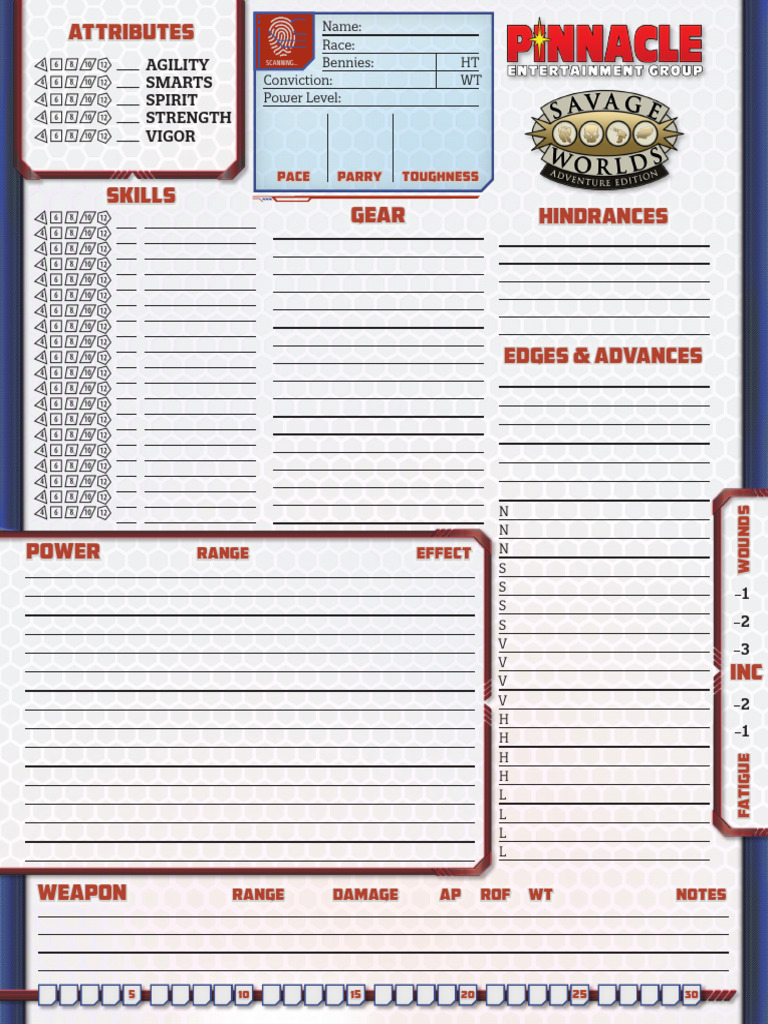 SWADE Super Powers Companion Character Sheet FF | PDF