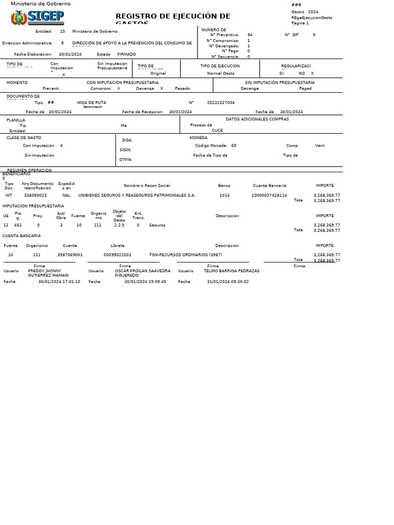 REga Ejecucion Gasto | PDF