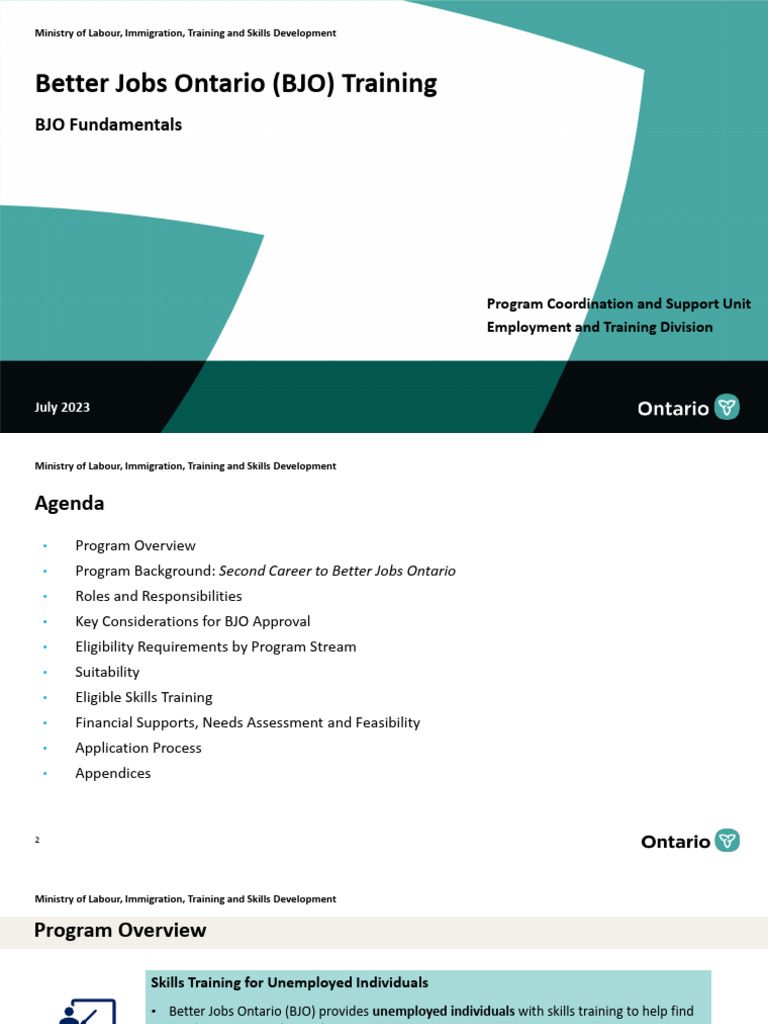 Better Jobs Ontario Fundamentals Training Deck (July 2023) External | PDF