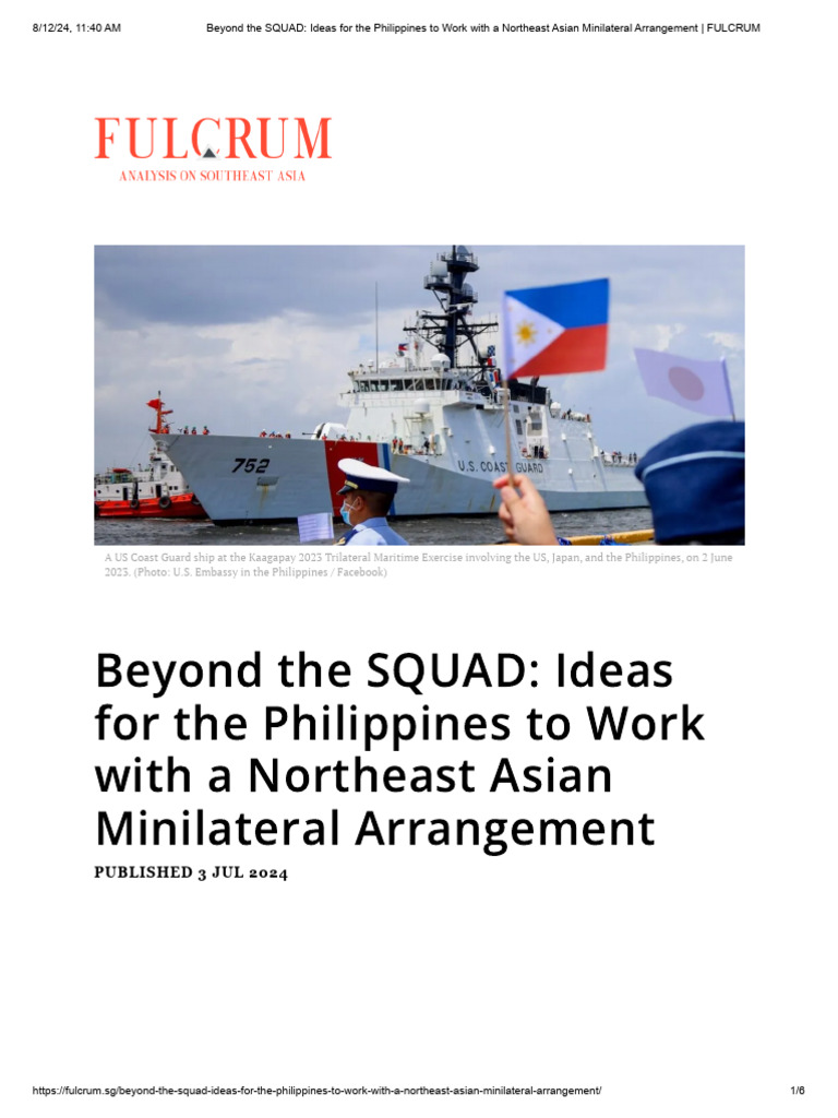Beyond The SQUAD - Ideas For The Philippines To Work With A Northeast Asian Minilateral ...