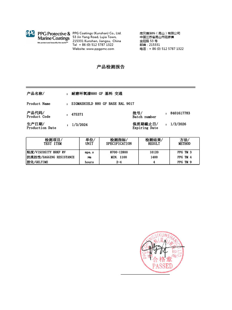 Spare Paint - Batch Certificates | PDF