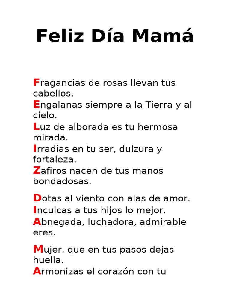 ACROSTICO Feliz Día Mamá | PDF